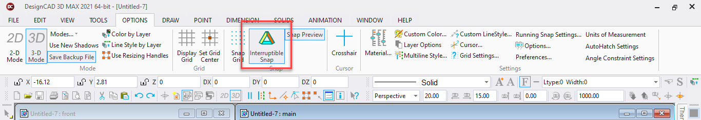 Interruptible Snap - DesignCAD 2021 User Guide